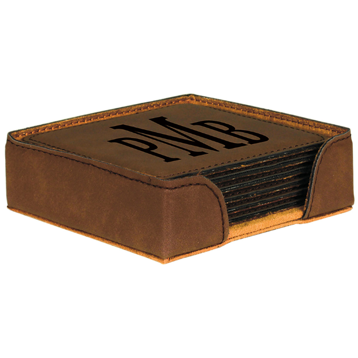 Leatherette Square Coaster Set - Century Badge & Engraving